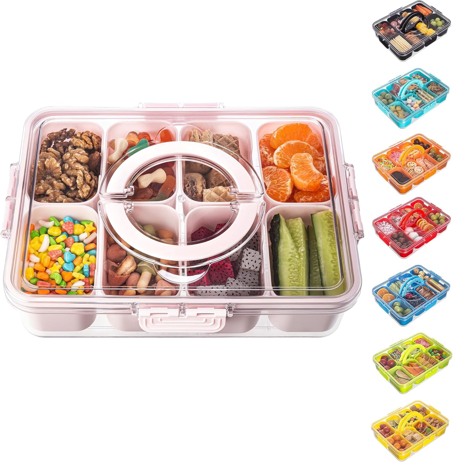 Divided Serving Tray with Lid and Handle - Snackle Box Charcuterie ...