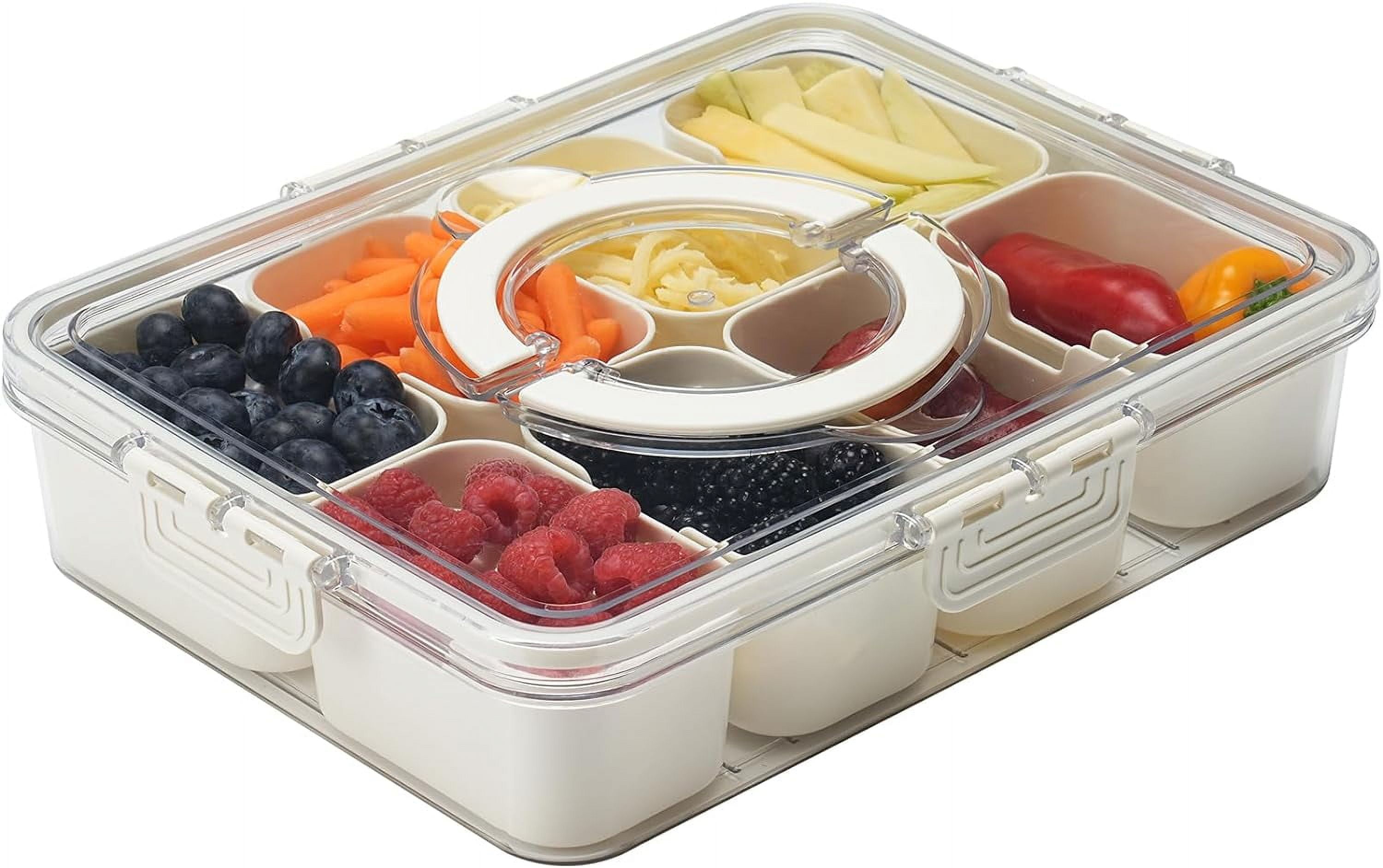 Divided Serving Tray with Lid and Handle, Snackle Box Charcuterie ...