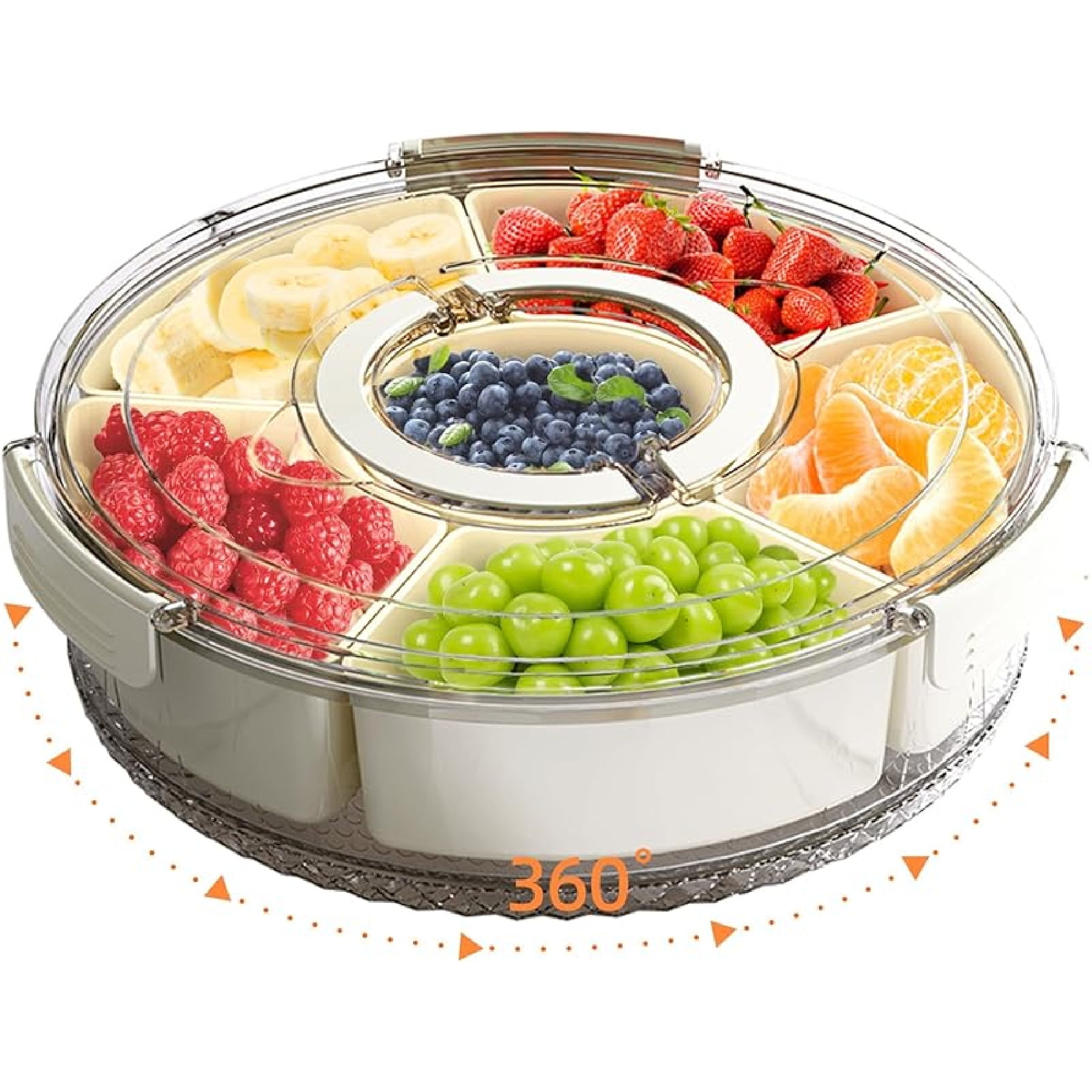 Divided Serving Tray with Lid and Handle, Stackable Snackle Box ...