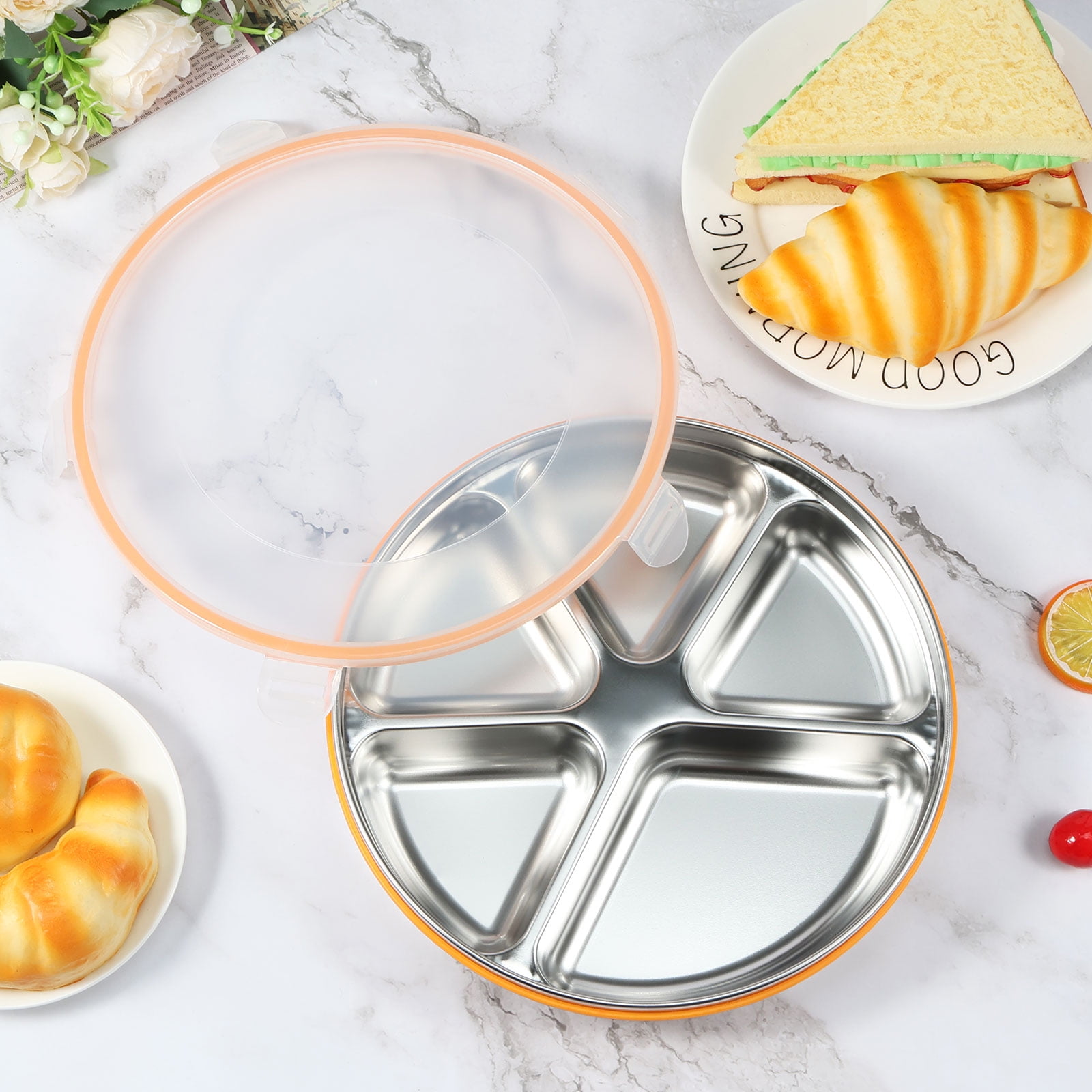 Divided Serving Tray with Lid - Snack Tray with Lid Vegetable Tray with ...