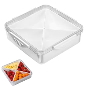 Loobuu Divided Serving Tray with Lid, 6 Compartments Veggie Tray, Snack ...