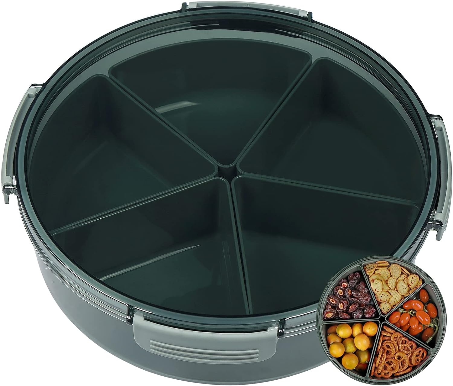 Divided Serving Tray with Lid - Versatile Food Storage Container for ...