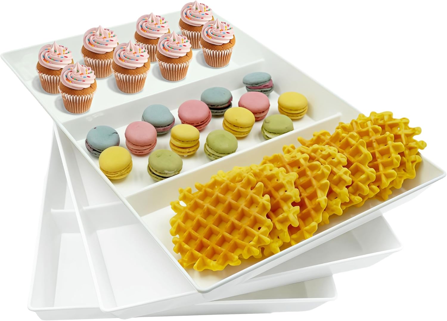 Divided Serving Tray Platter, 3 Pack 15" x 10" Fruit Veggie Food Tray ...
