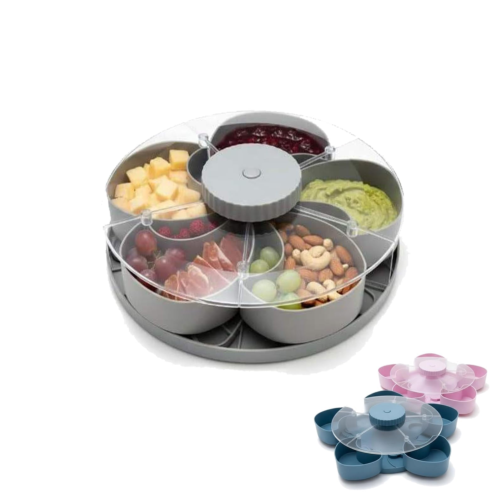 Divided Serving Tray, Snack Spinner for Fruits, Veggies, Appetizers ...