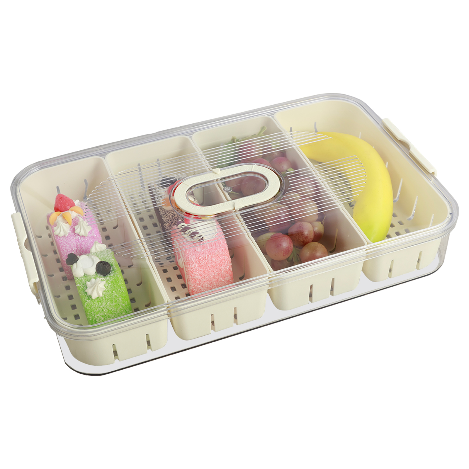 Divided Serving Tray Snackle Box Container 4 Compartments Fruit Storage ...
