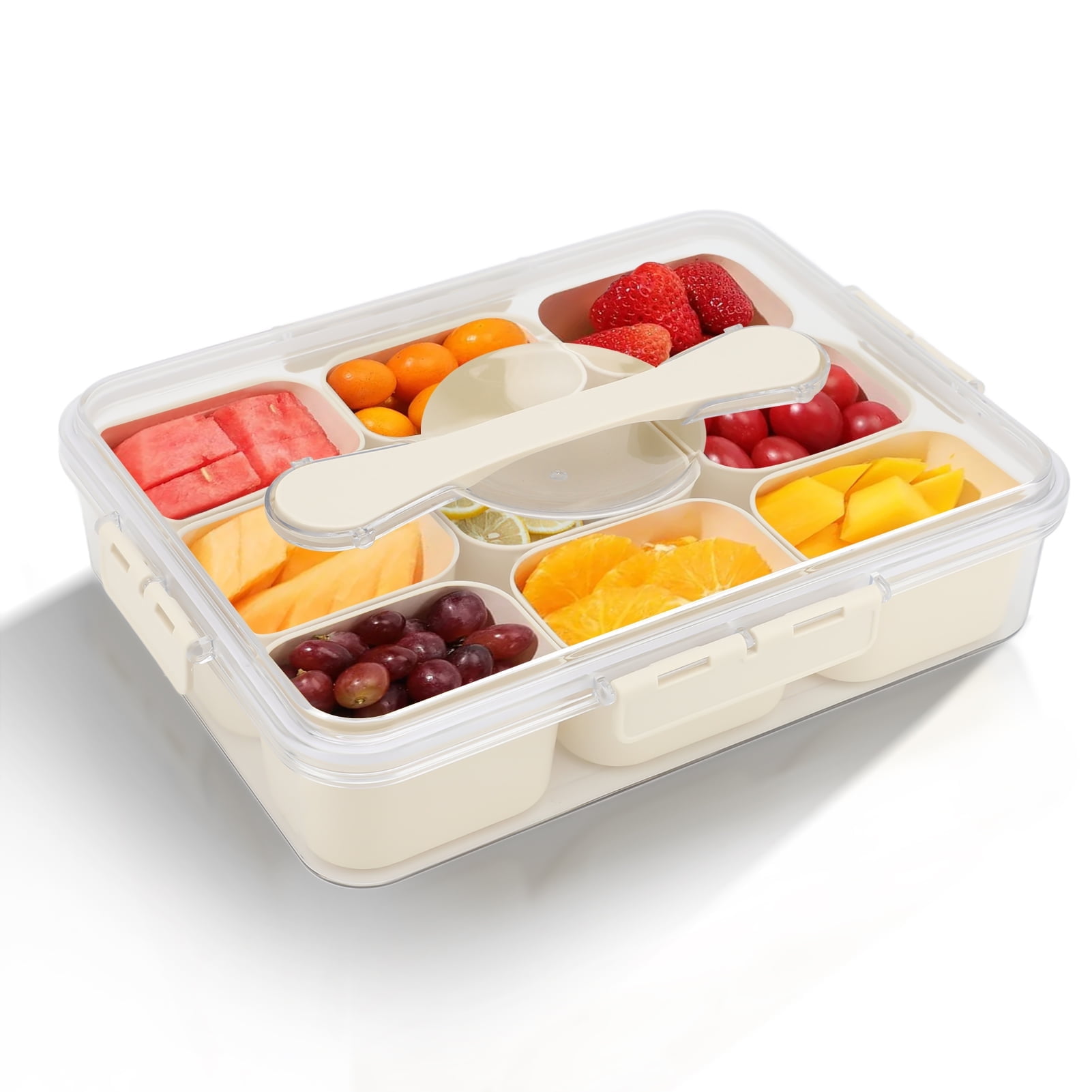 9 Compartments Divided Serving Tray with Lid and Handle,Portable ...