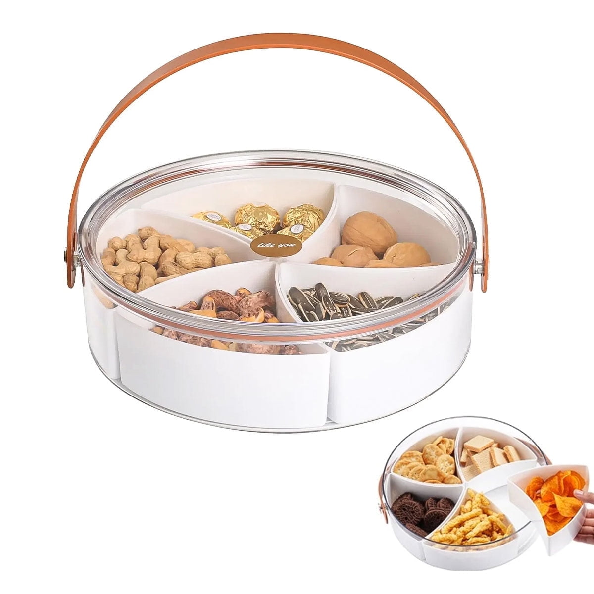 Kabuer Divided Serving Tray With Lid and Handle Snackle Box Charcuterie ...