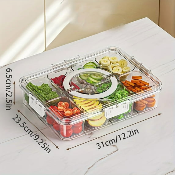 Divided Serving Tray with Lid , Food Storage Container, Snack Box, 8 ...