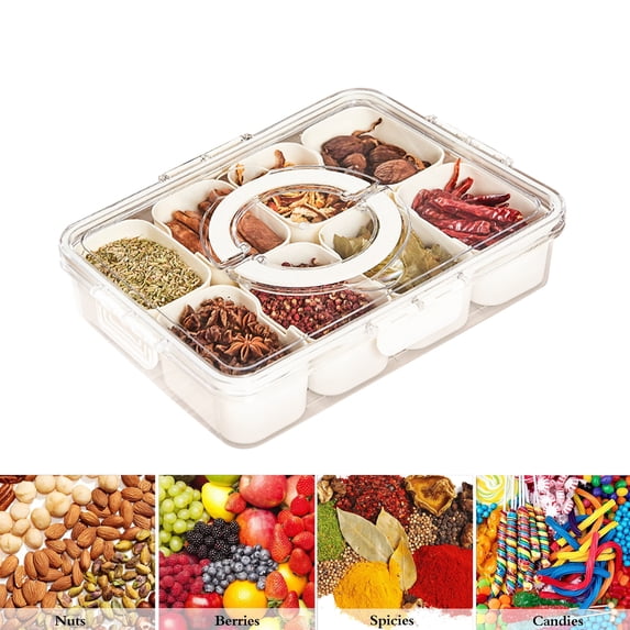 Qianwei Divided Serving Tray with Lid and Handle, 8-Grid Portable ...