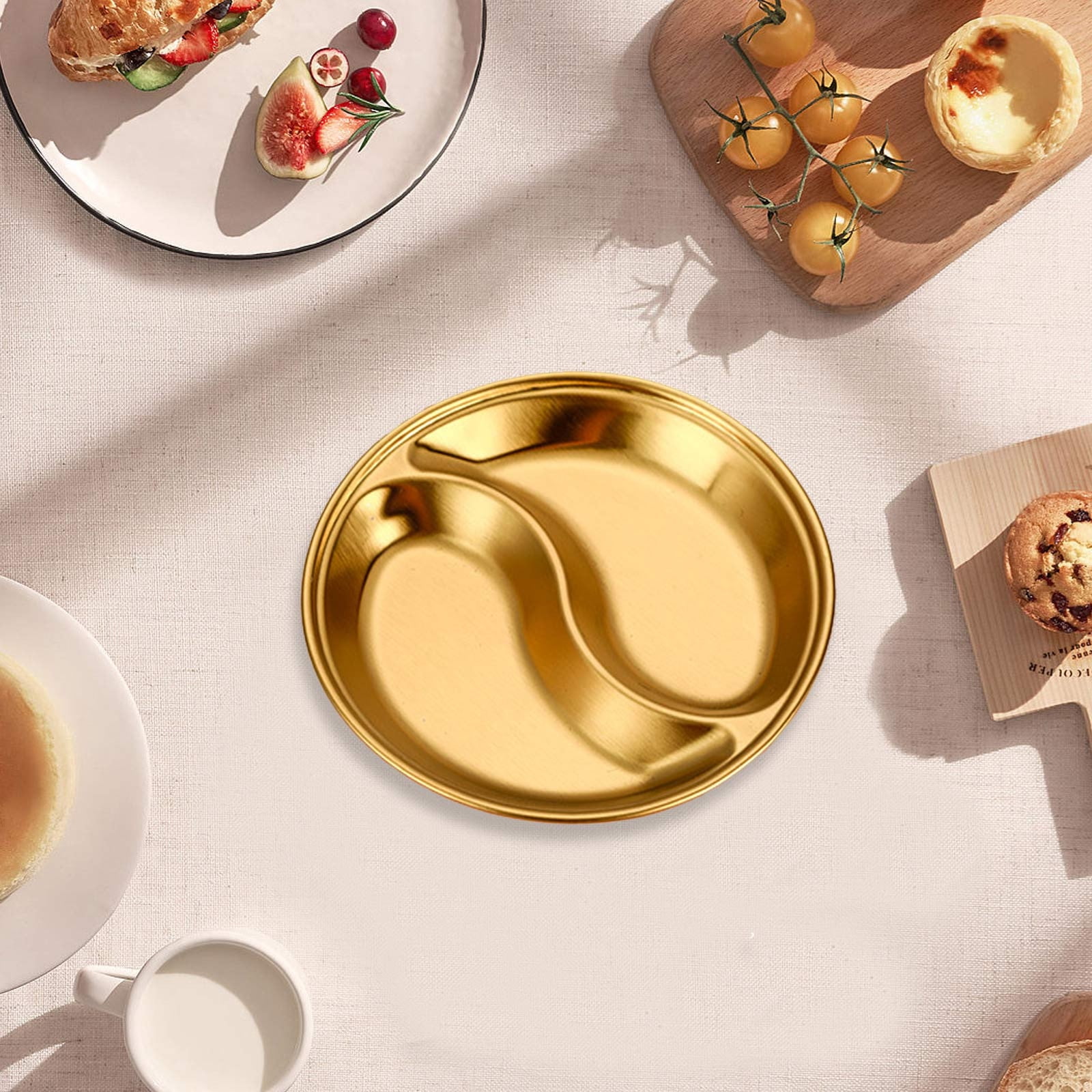 Divided Snack Barbecue Dipping Dish Stainless Dishes Stainless Steel ...