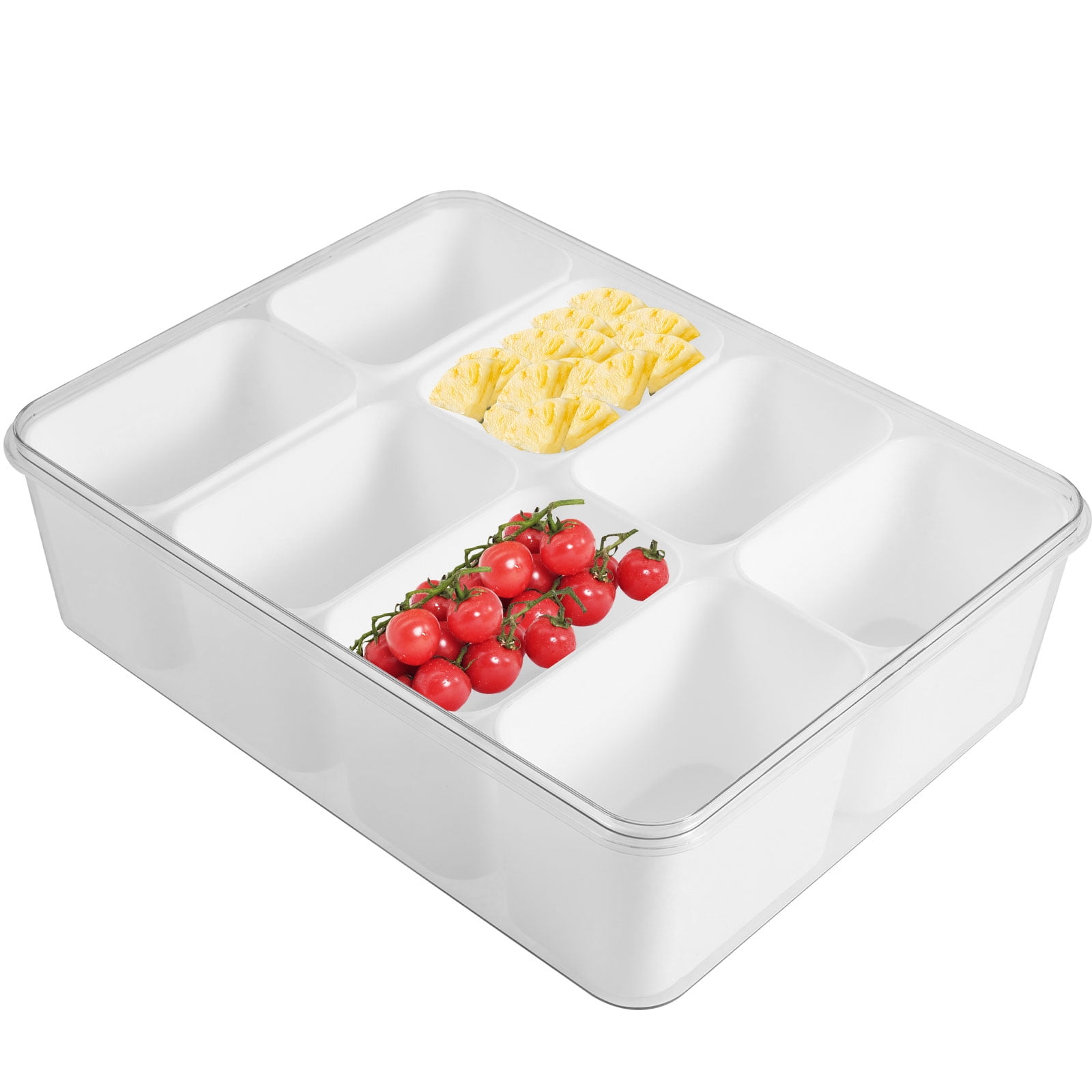 Divided Snack Box with Lid Rectangle Divided Serving Tray with Handle 8 ...