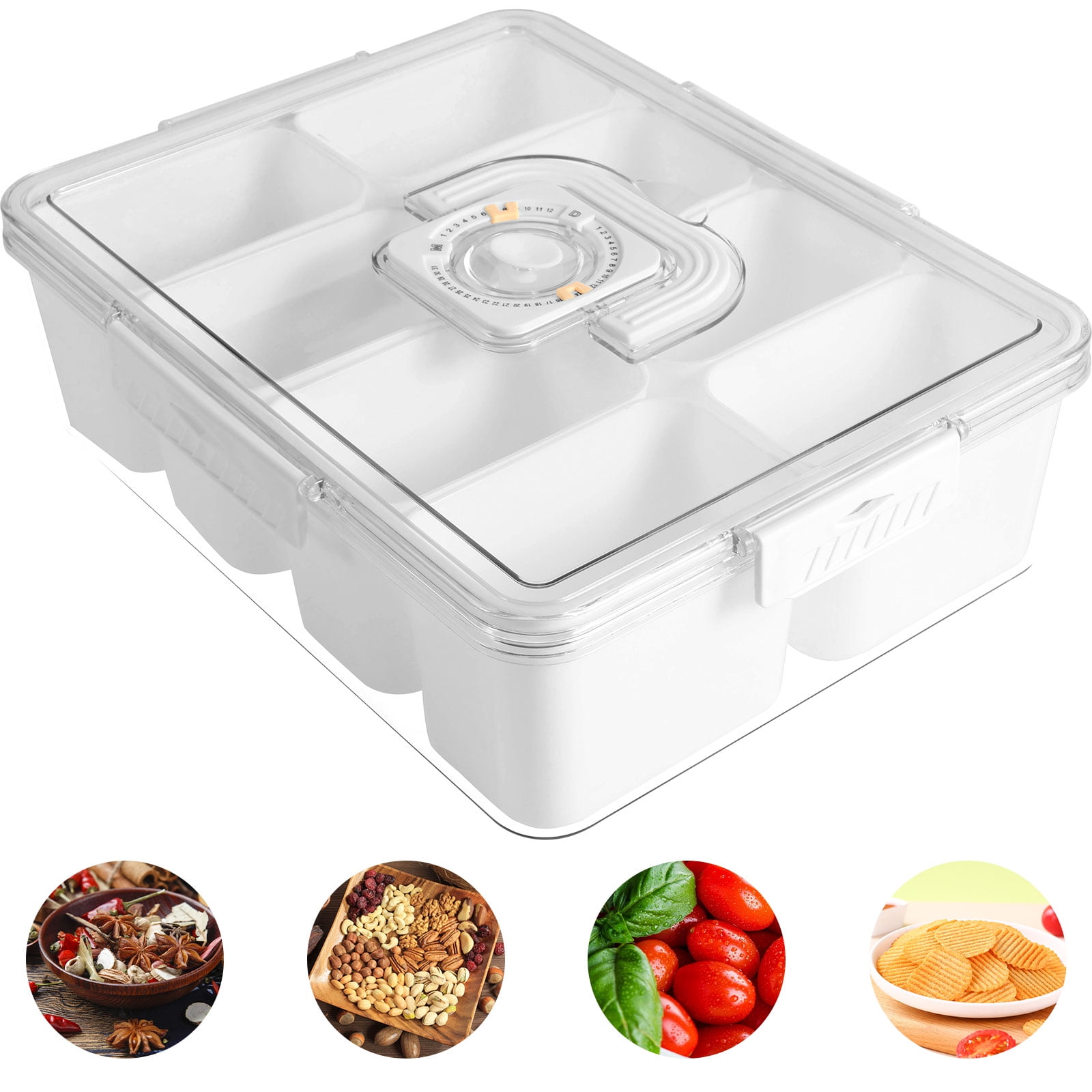 Divided Snack Box with Lid Rectangle Divided Serving Tray with Handle 8 ...
