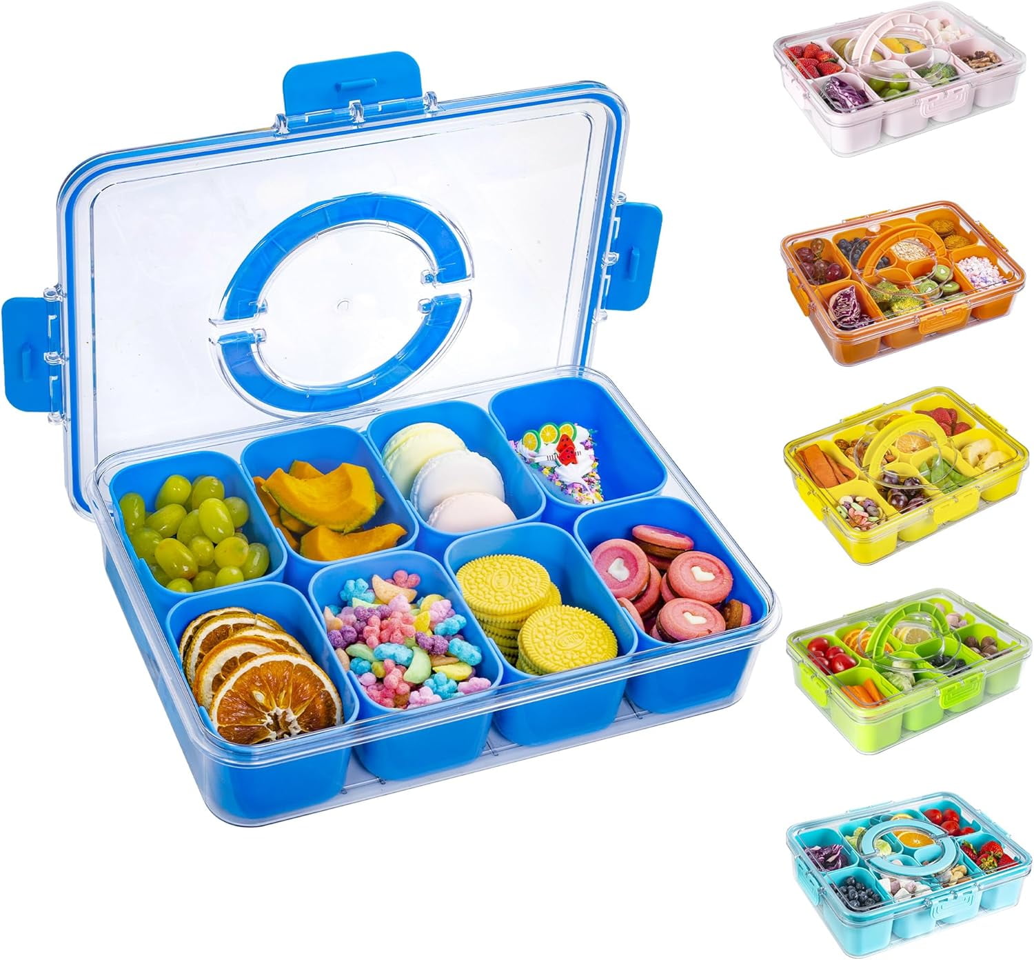Divided Snack Serving Tray with Lid and Handle travel Snackle Box ...