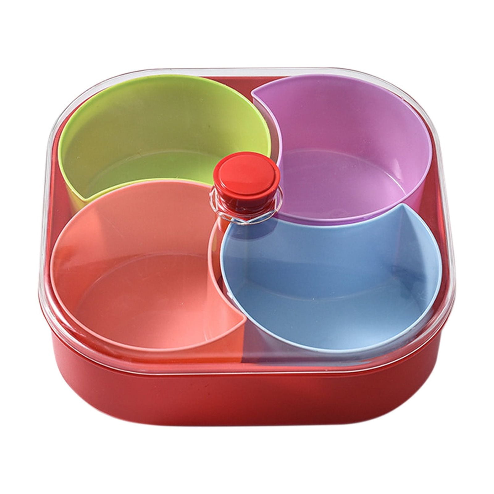 Divided Snack Serving Tray with Lid, Reusable Veggie Tray Snackle Box ...