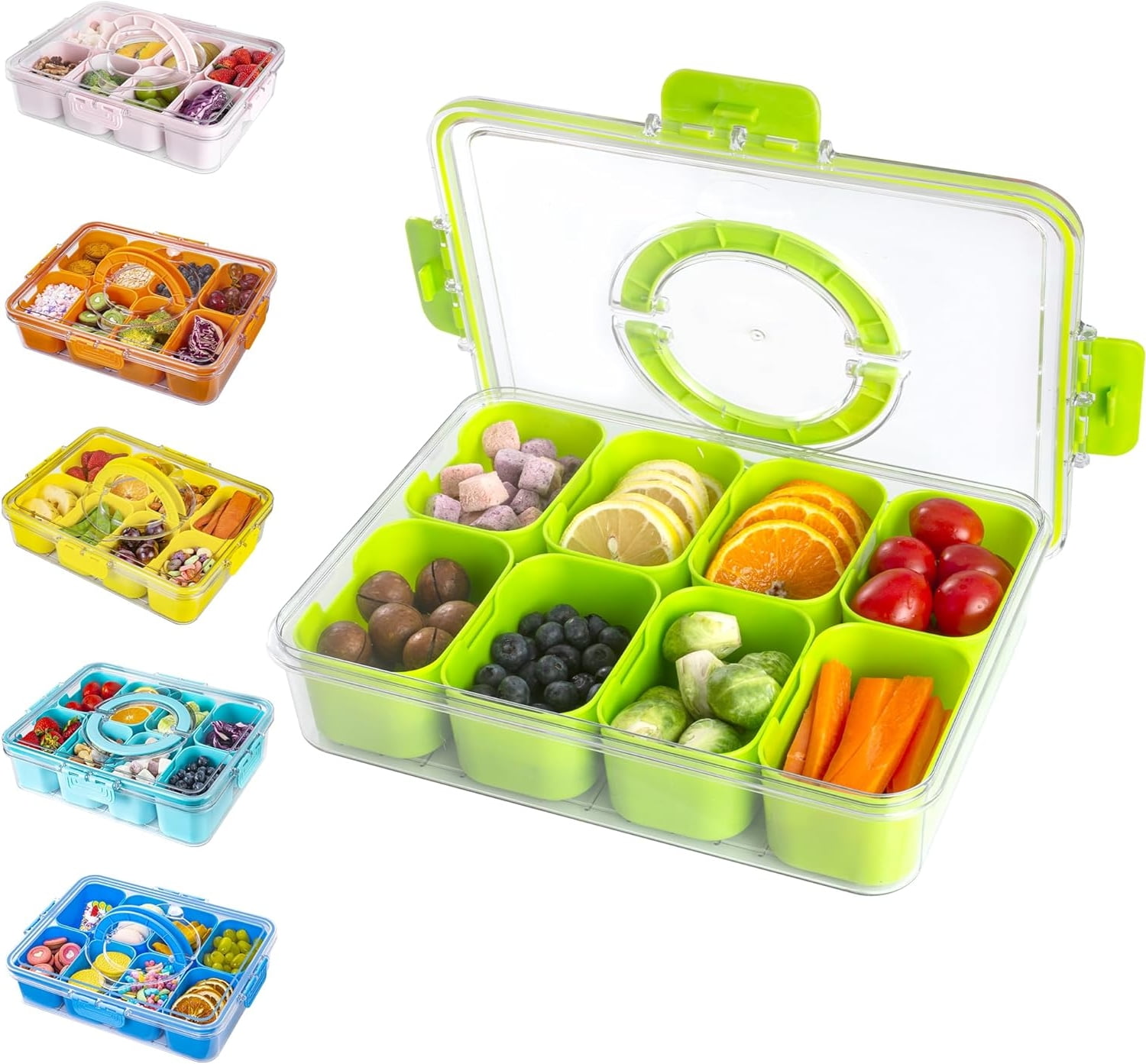Divided Snack Serving Tray with Lid and Handle travel Snackle Box ...