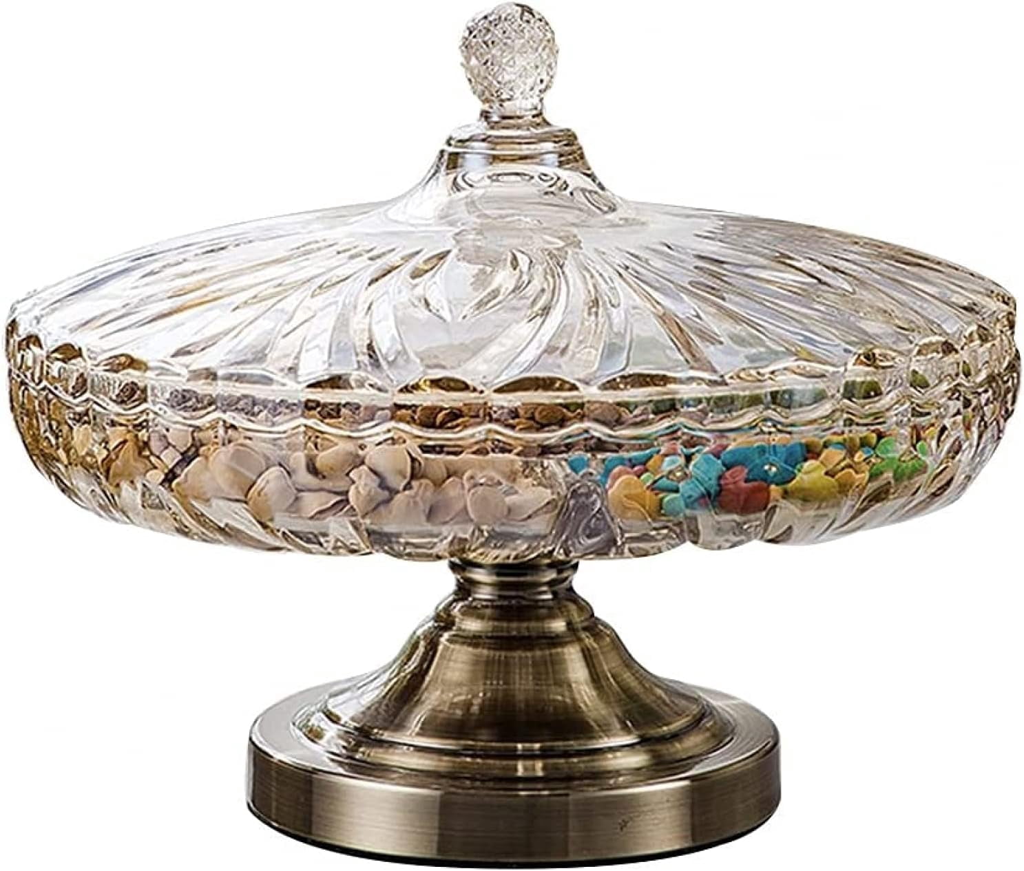 Divided Snack Tray With Lid Glass Candy Nut Serving Platter Home Living ...