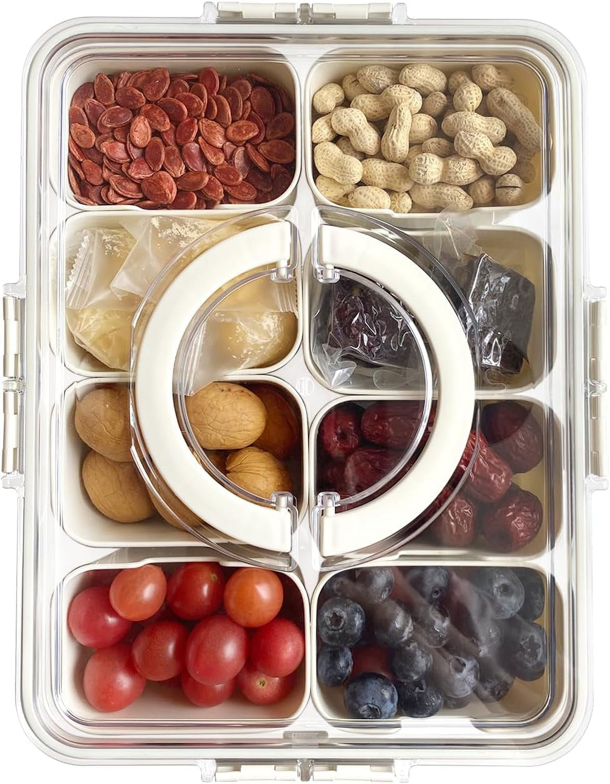 Divided Snackle Box, Clear Serving Tray with Lid and Handle, Snack Box ...