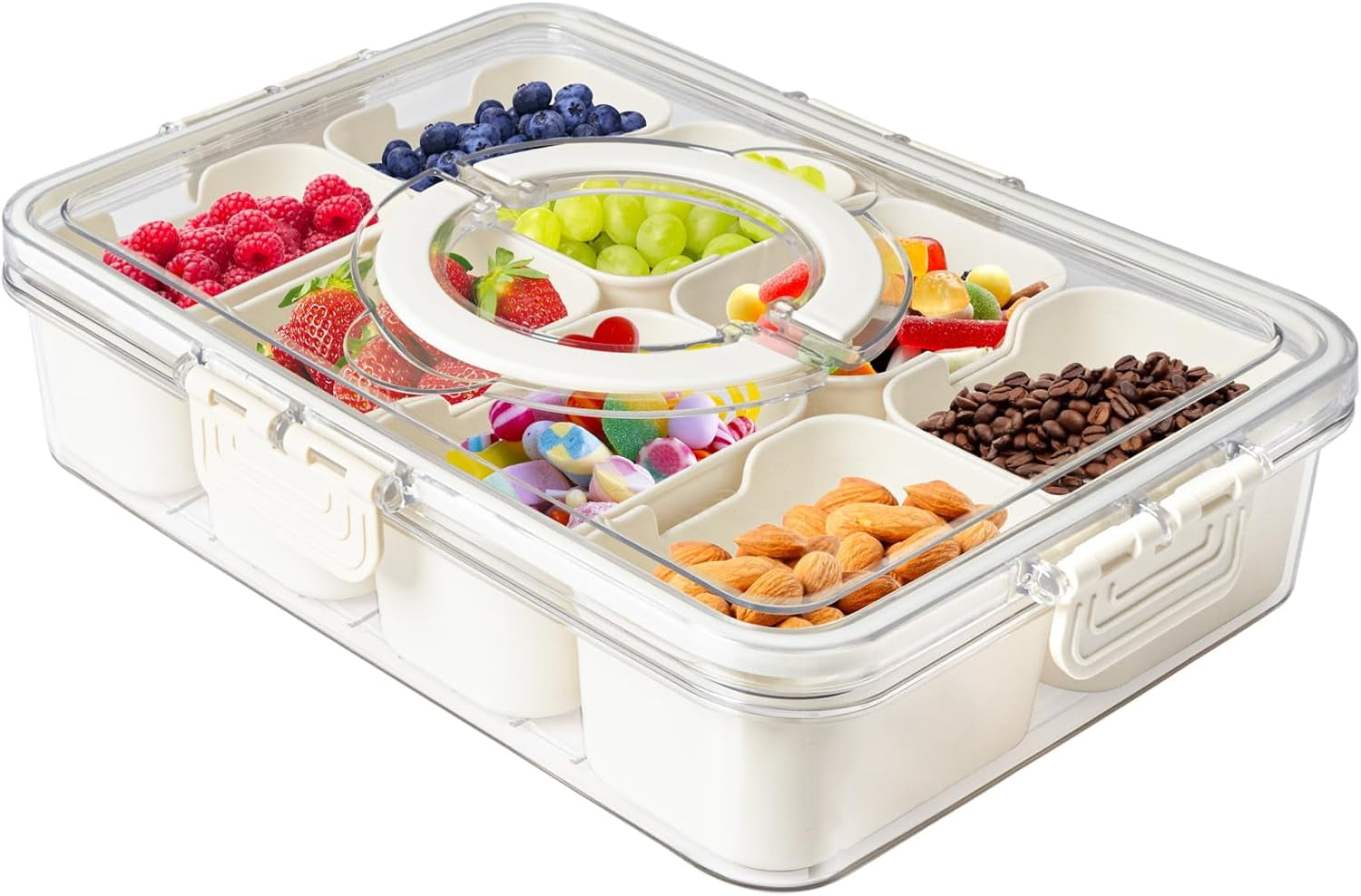 Divided Snackle Box with Handle Food Serving Tray Charcuterie Board ...