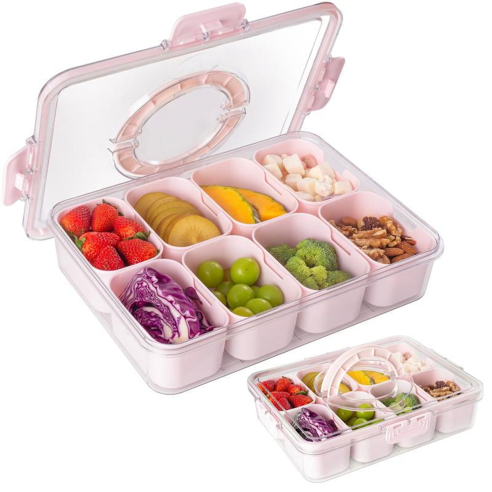 Divided Snackle Box with Lid & Handle - Portable Charcuterie Tray for ...
