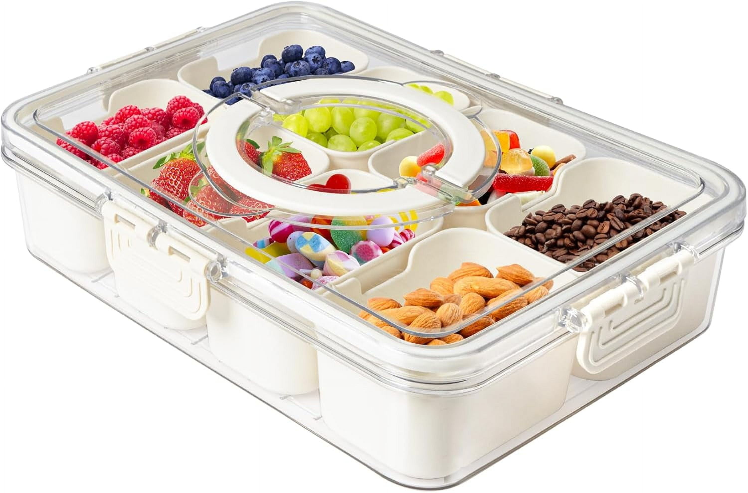 Divided Snackle Box with Lids Stackable Food Serving Tray for Fruit ...