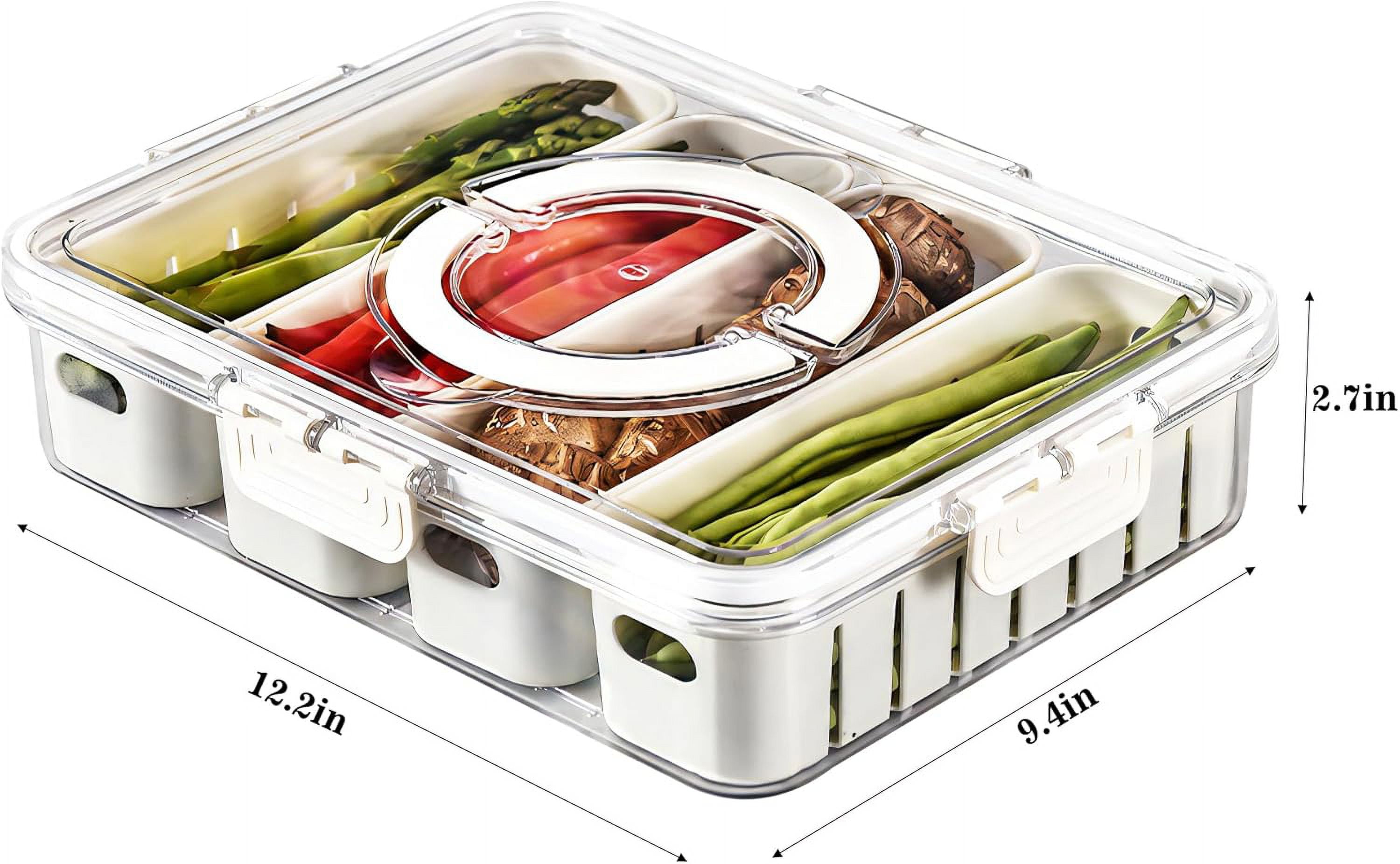Divided Snackle Box with Lids Stackable Food Serving Tray for Fruit ...