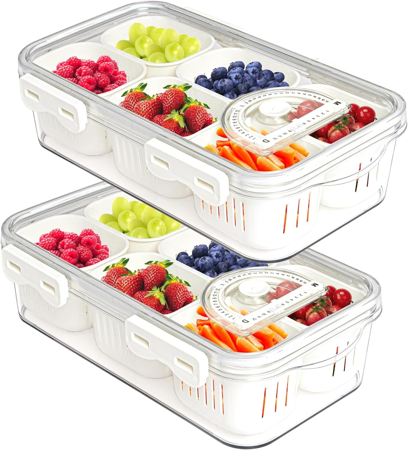Divided Snackle Box with Lids Stackable Food Serving Tray for Fruit ...