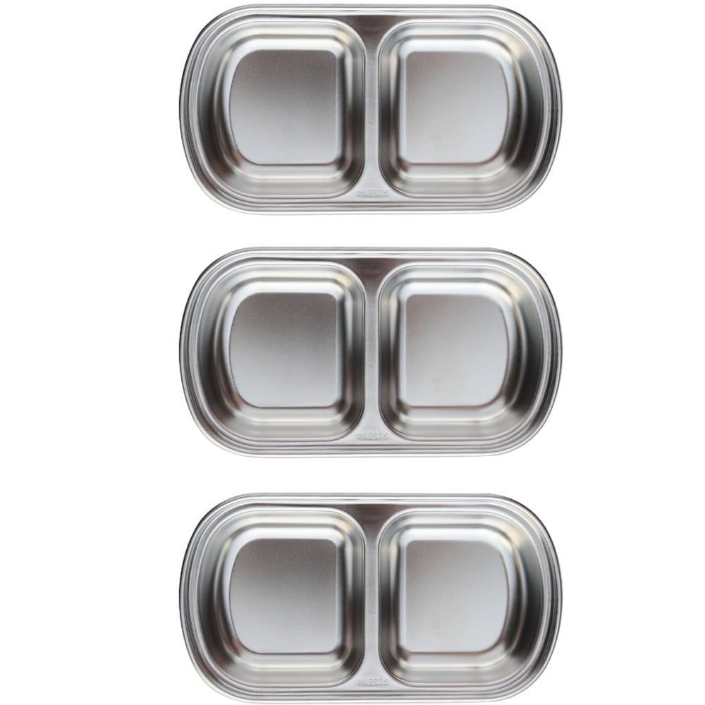 Divided Spice Dish for BBQ Drizzle Sauce Dish Stainless Steel Soy ...
