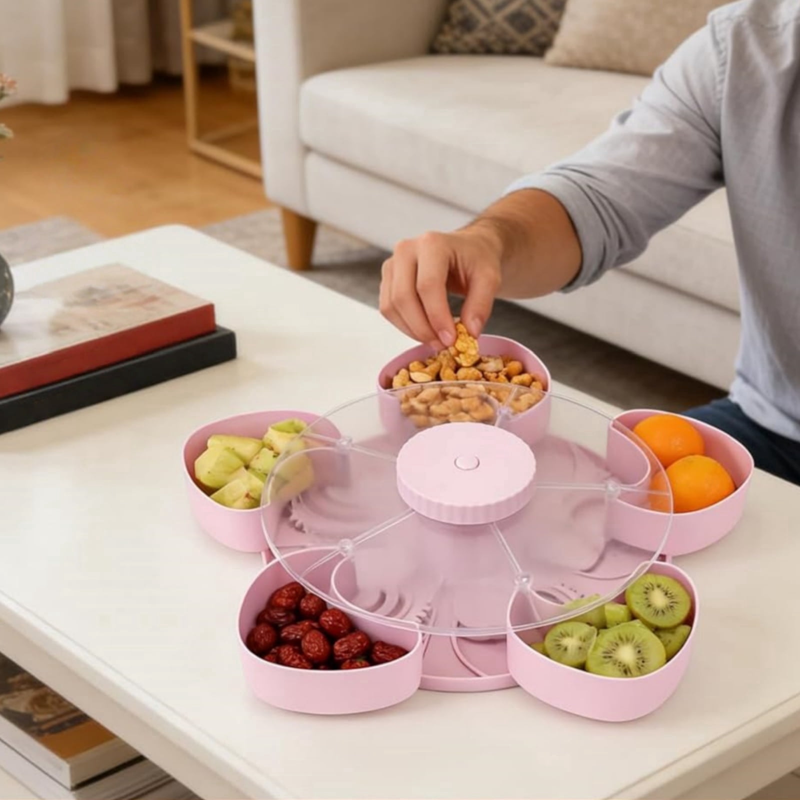 Divided Spin and Snack Serving Tray, Divided Serving Tray That Spins ...
