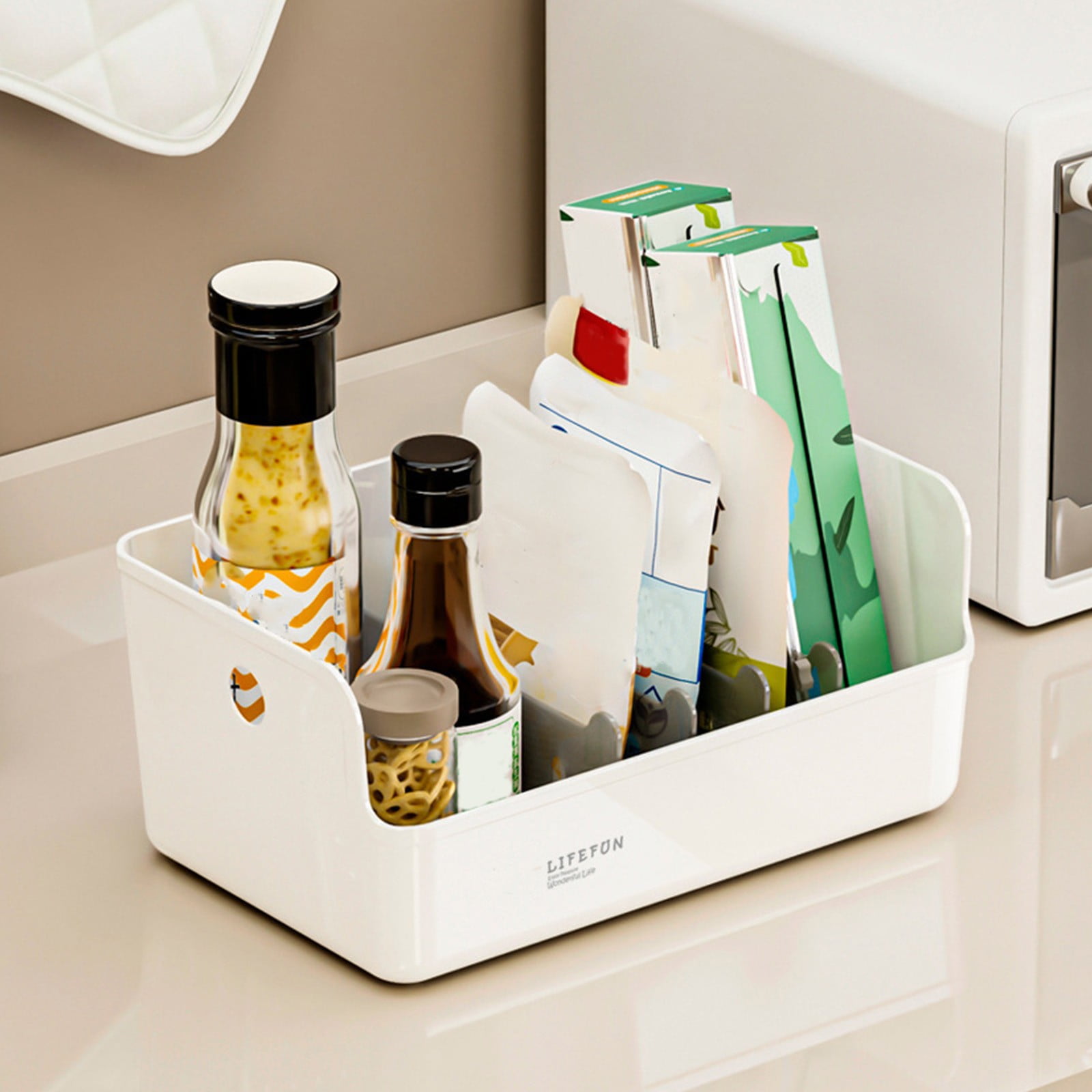 Divided Storage Box Organizer White | Desktop Kitchen Miscellaneous Basket With Compartments ...