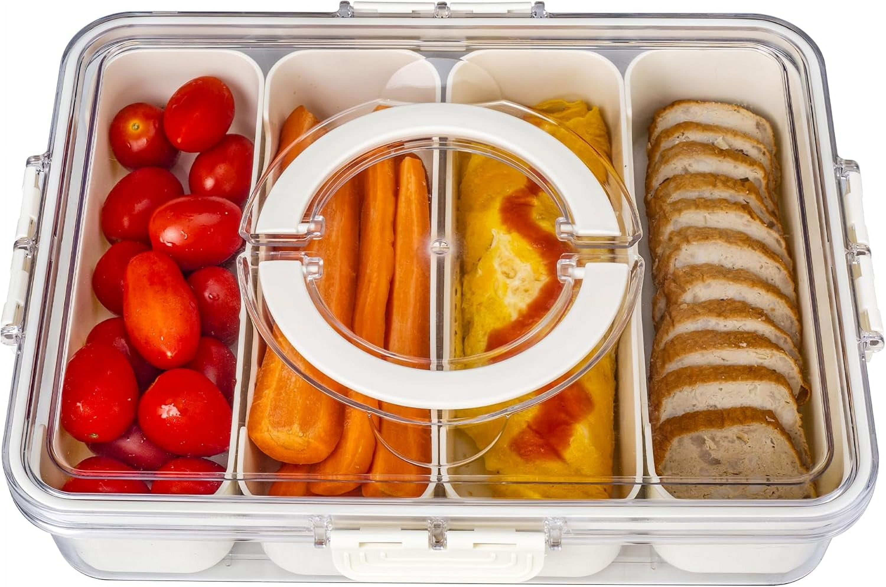 Divided Tray with Lid and Handle - Snack Box Deli Container for ...
