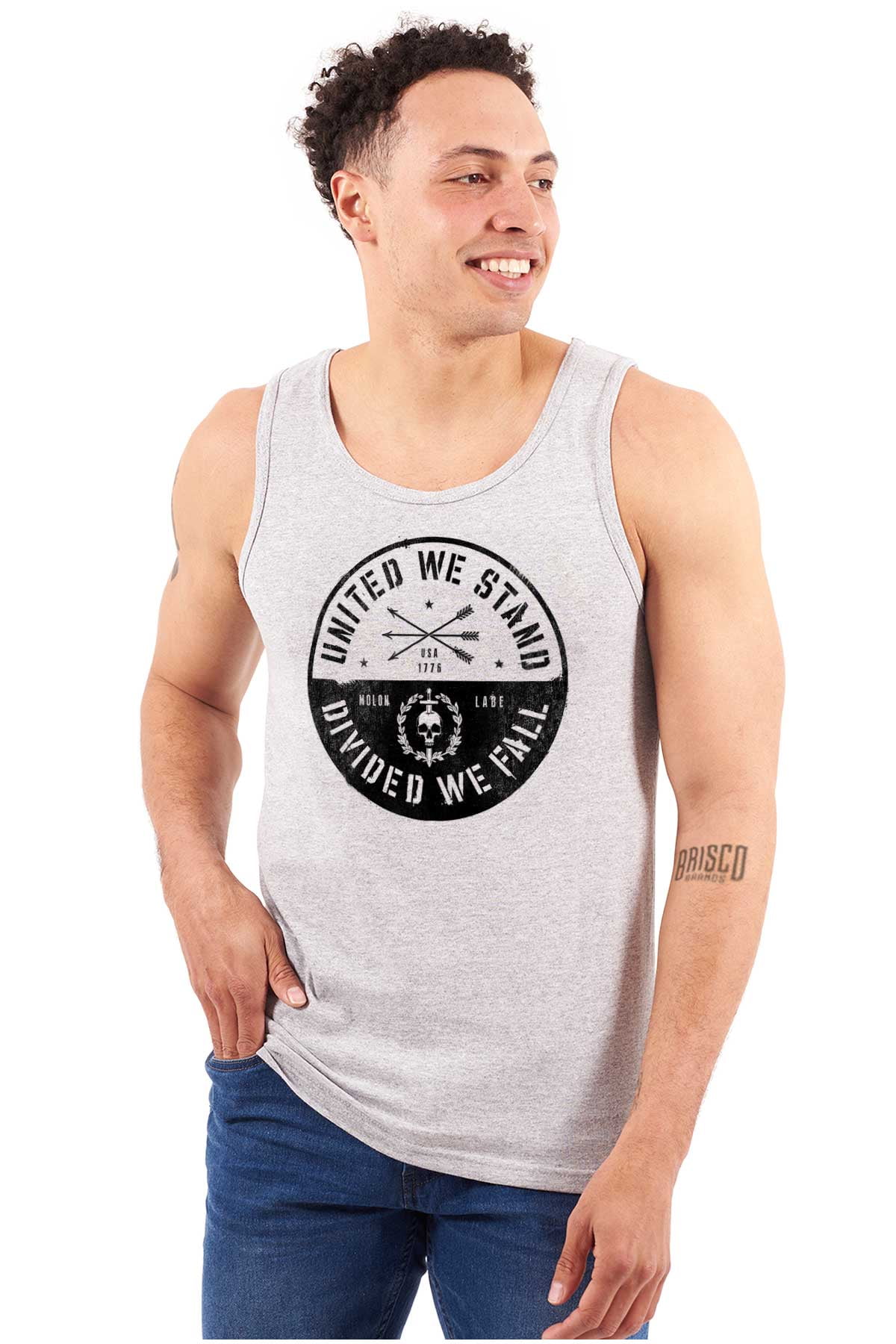Divided We Fall Defend Freedom Skull Tank Top T Shirts Men Women Brisco ...