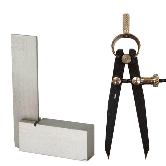 Divider Compass Gauge 3" Adjustable & 3" Square 90º Right Angle Steel ...