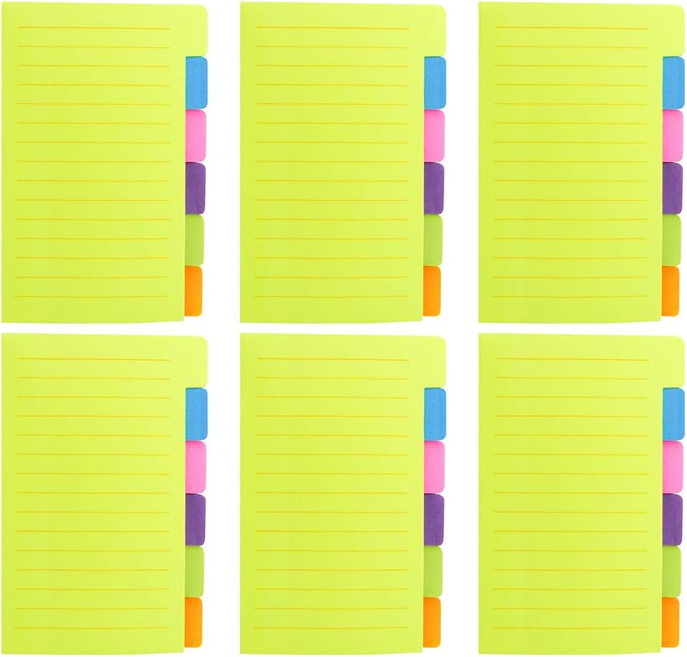 Divider Sticky Notes,4 x 6 Inches,Large Size,Neon Assorted,Lined,10 ...