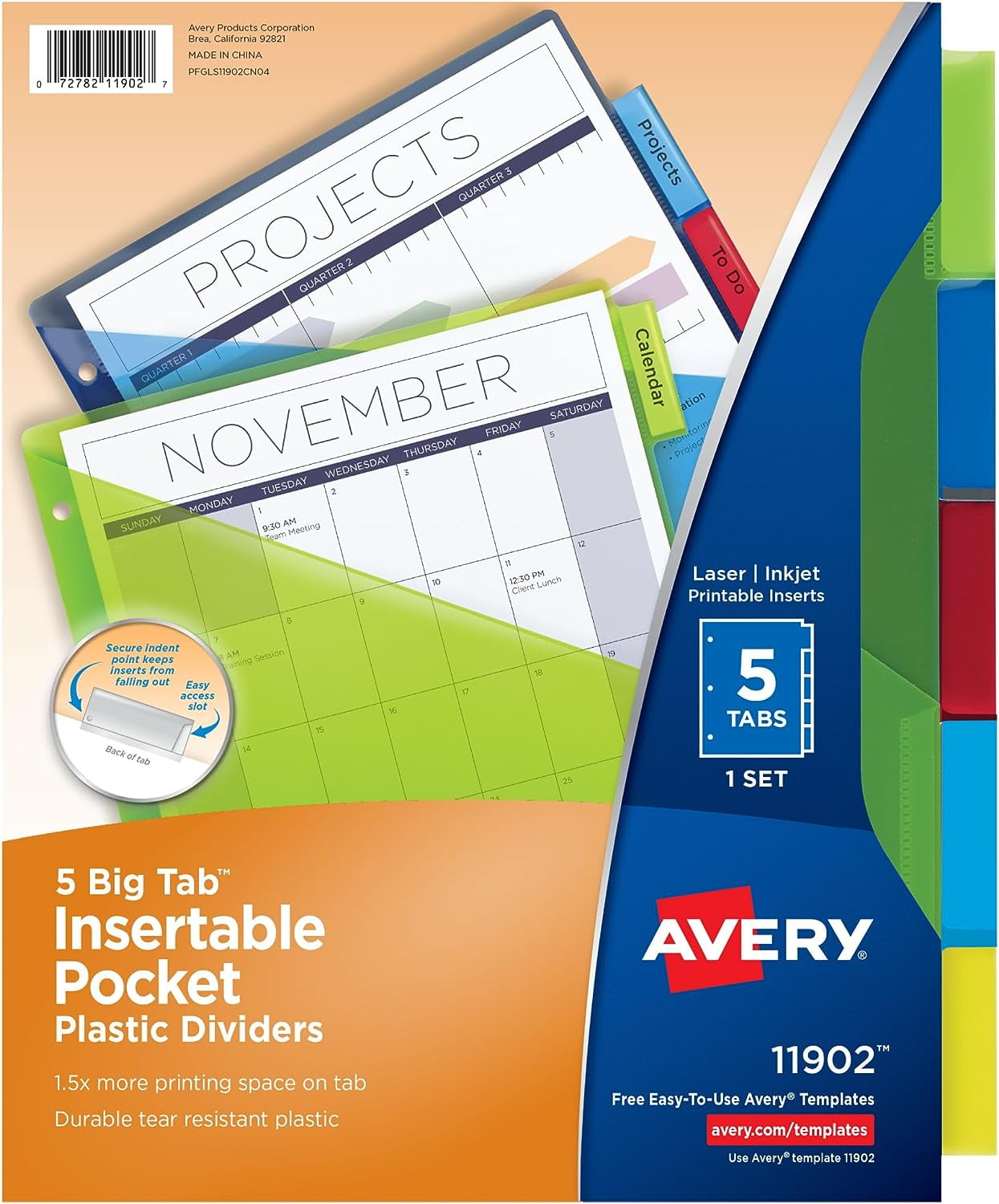 Dividers for 3 Ring Binders, 5 Tab Plastic Binder Dividers, Pockets ...