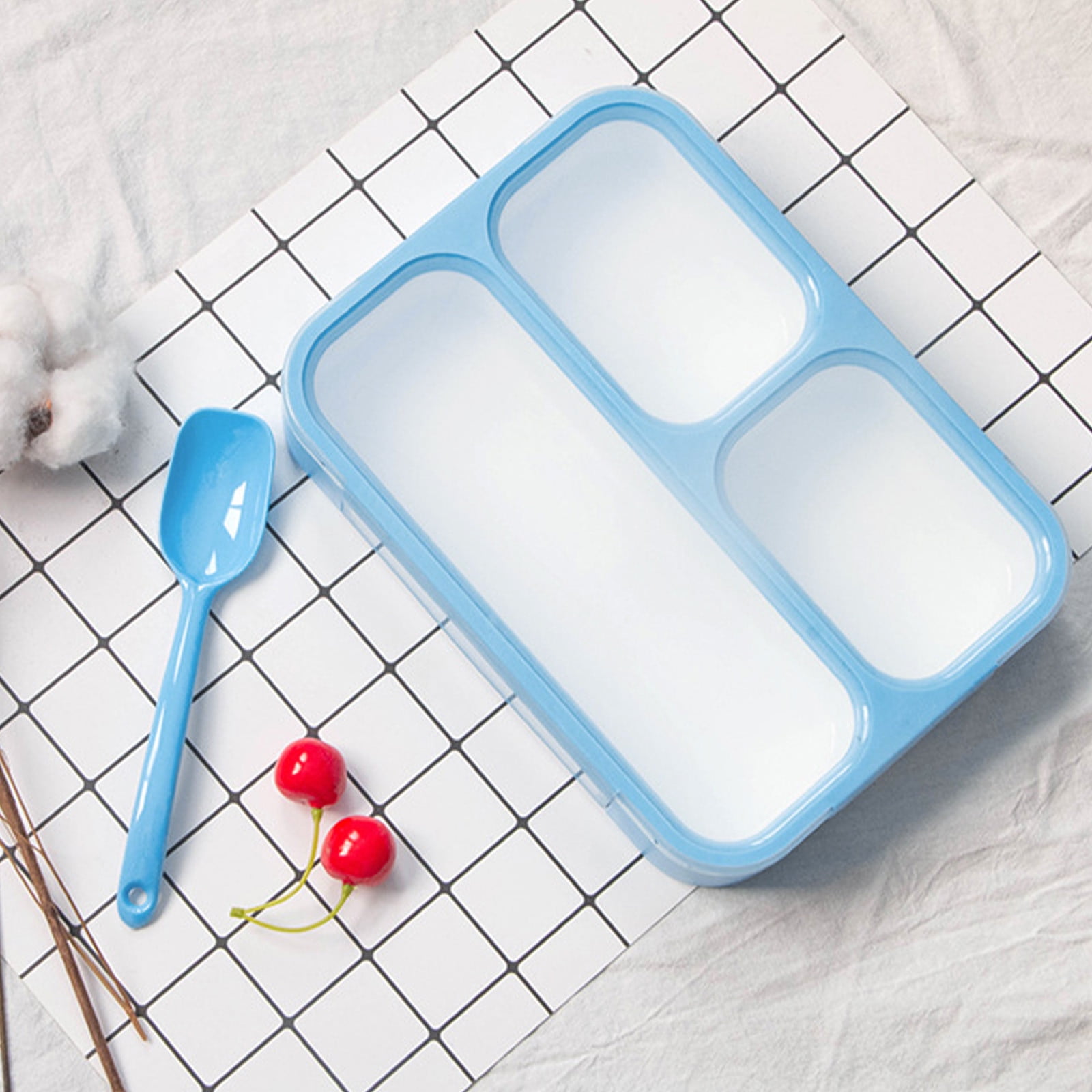 Dividied Compartment Bento Box with Spoon,Leakproof Plastic Boxes ...