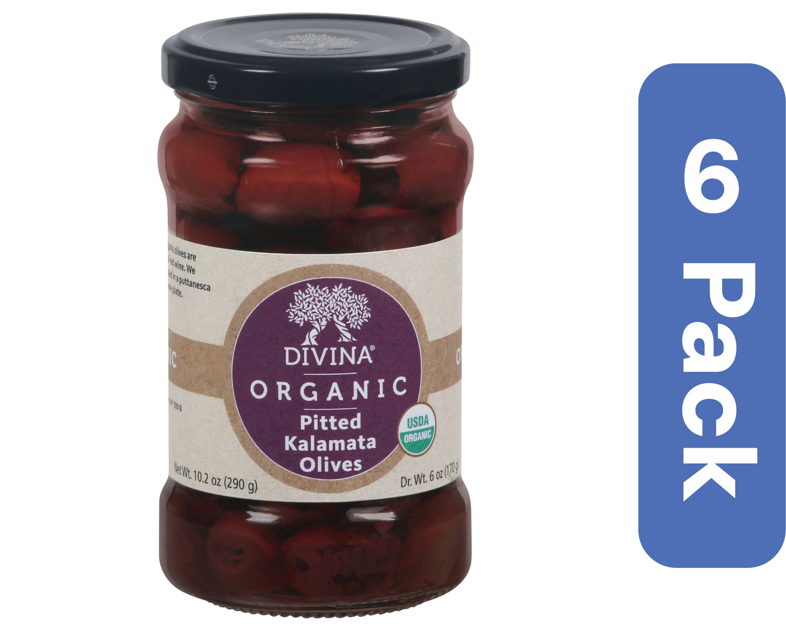 Divina Pitted Kalamata Olives Organic 6 oz (Pack Of 6) - Walmart.com