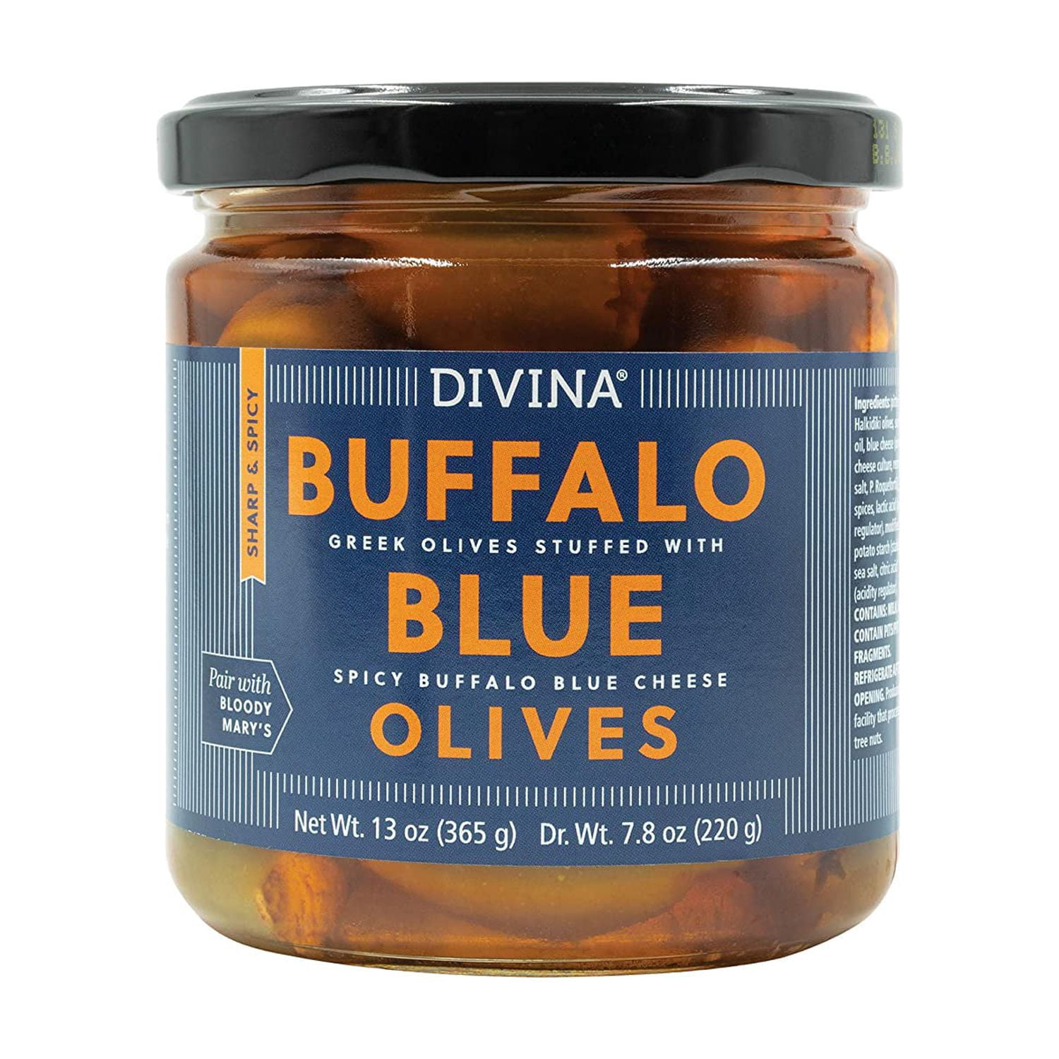 Divina Spicy Buffalo Blue-Cheese-Stuffed Greek Olives, 2-Pack 7.8 oz ...