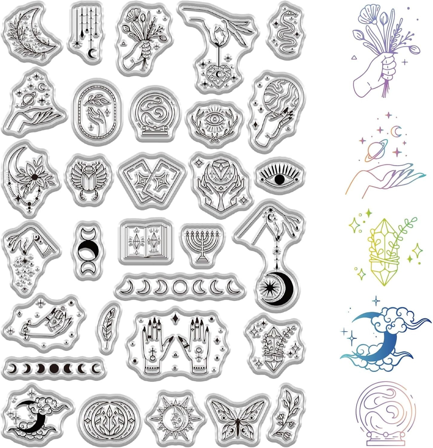 Divination Clear Stamps Moon Phase Silicone Stamp Sun Snake Tarot Card ...