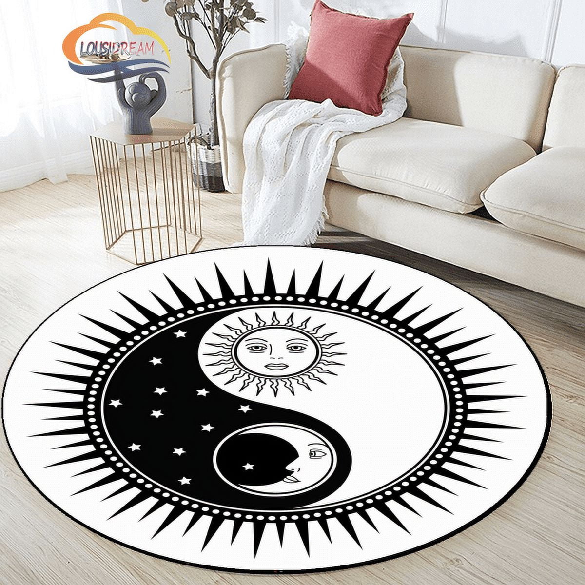 Divination Rug Yin-yang Pattern Series Round Carpet- Flower Sun and ...