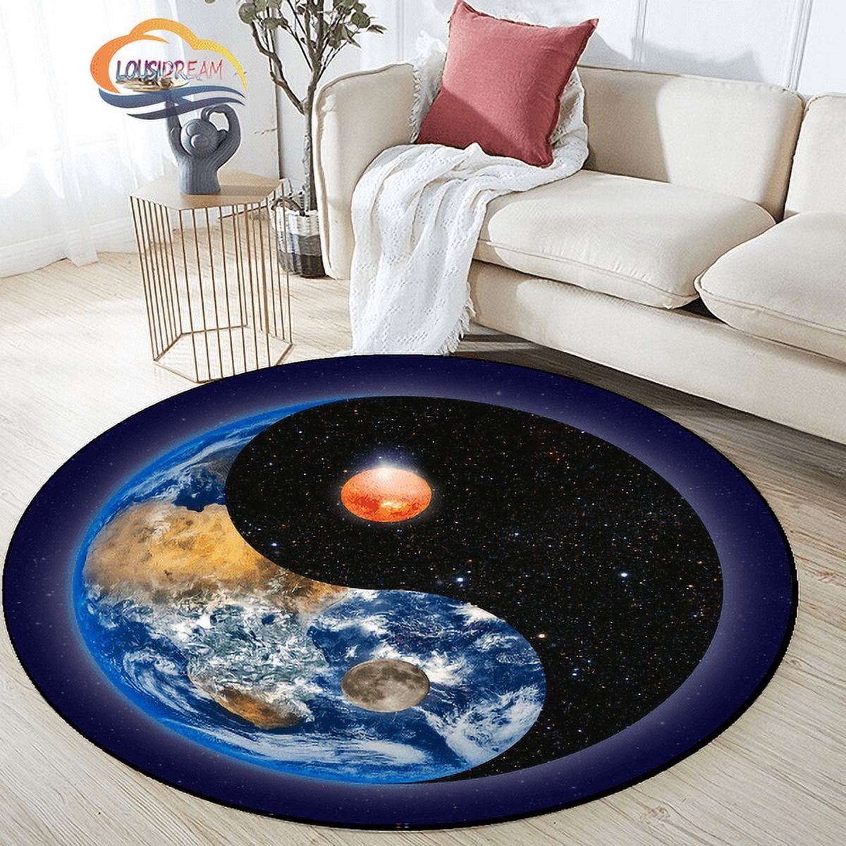 Divination Rug Yin-yang Pattern Series Round Carpet- Flower Sun and ...