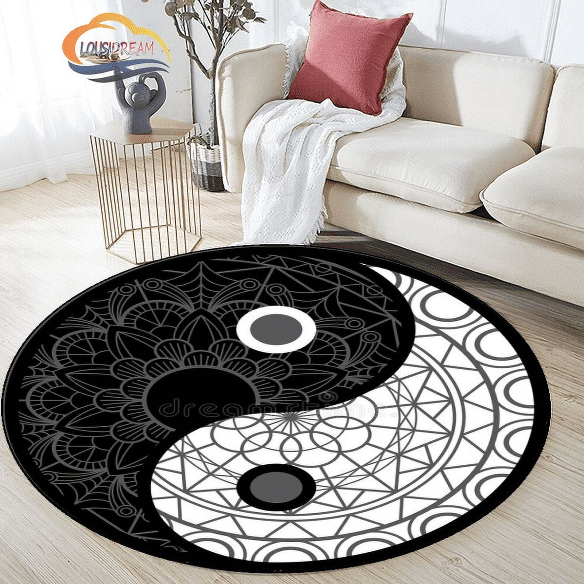Divination Rug Yin-yang Pattern Series Round Carpet- Flower Sun and ...