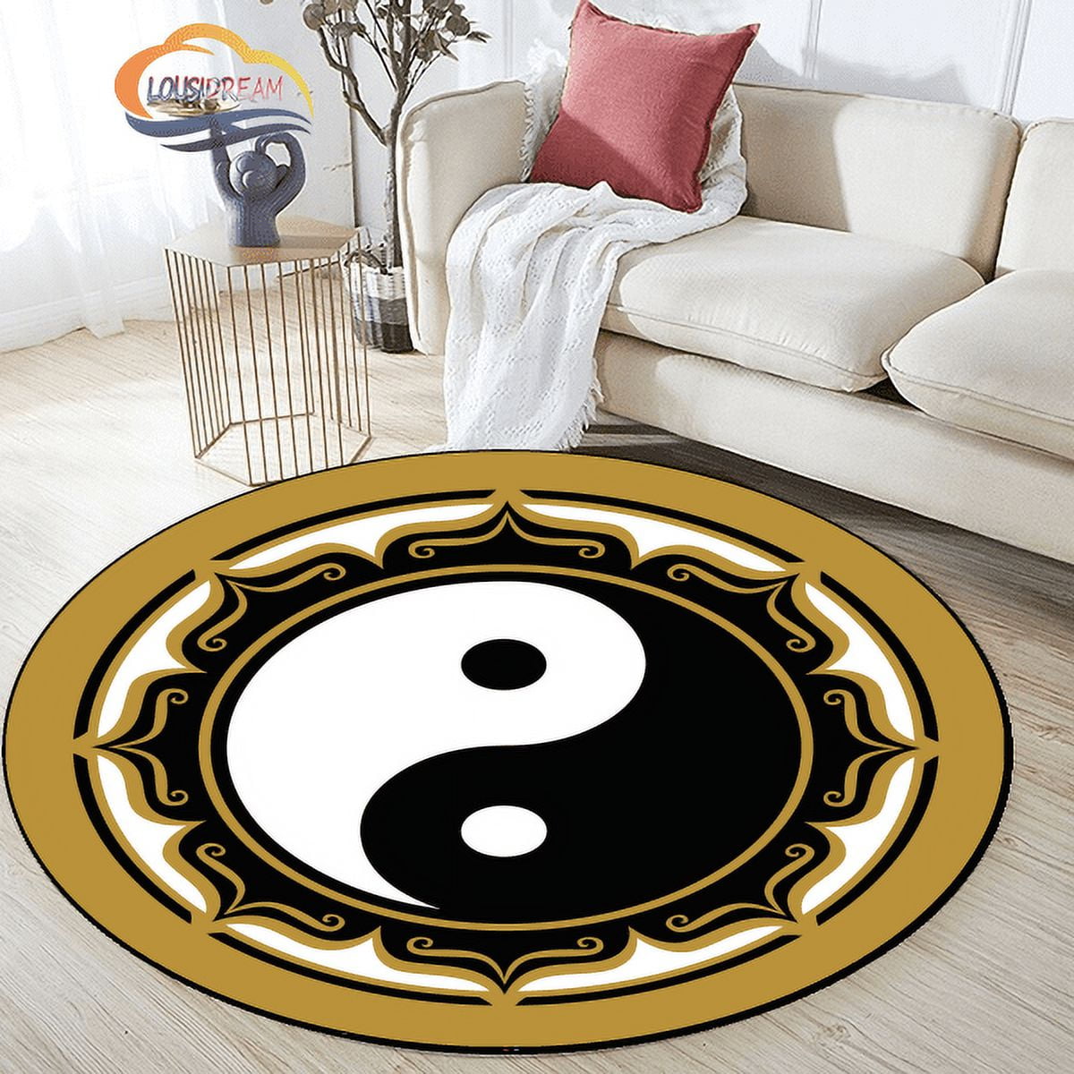 Divination Rug Yin-yang Pattern Series Round Carpet- Flower Sun and ...