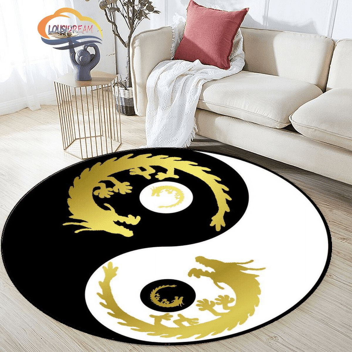 Divination Rug Yin-yang Pattern Series Round Carpet- Flower Sun and ...
