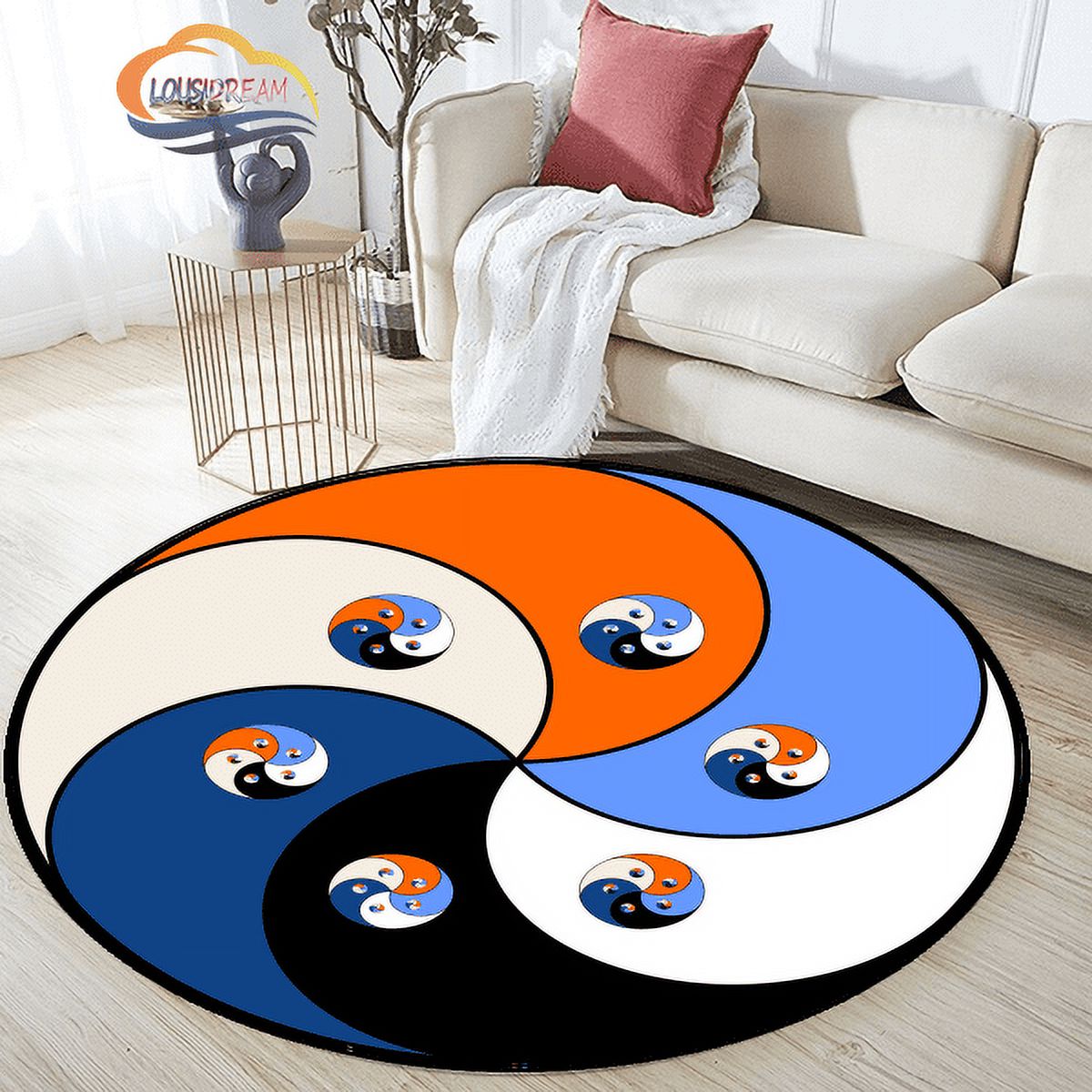Divination Rug Yin-yang Pattern Series Round Carpet- Flower Sun and ...