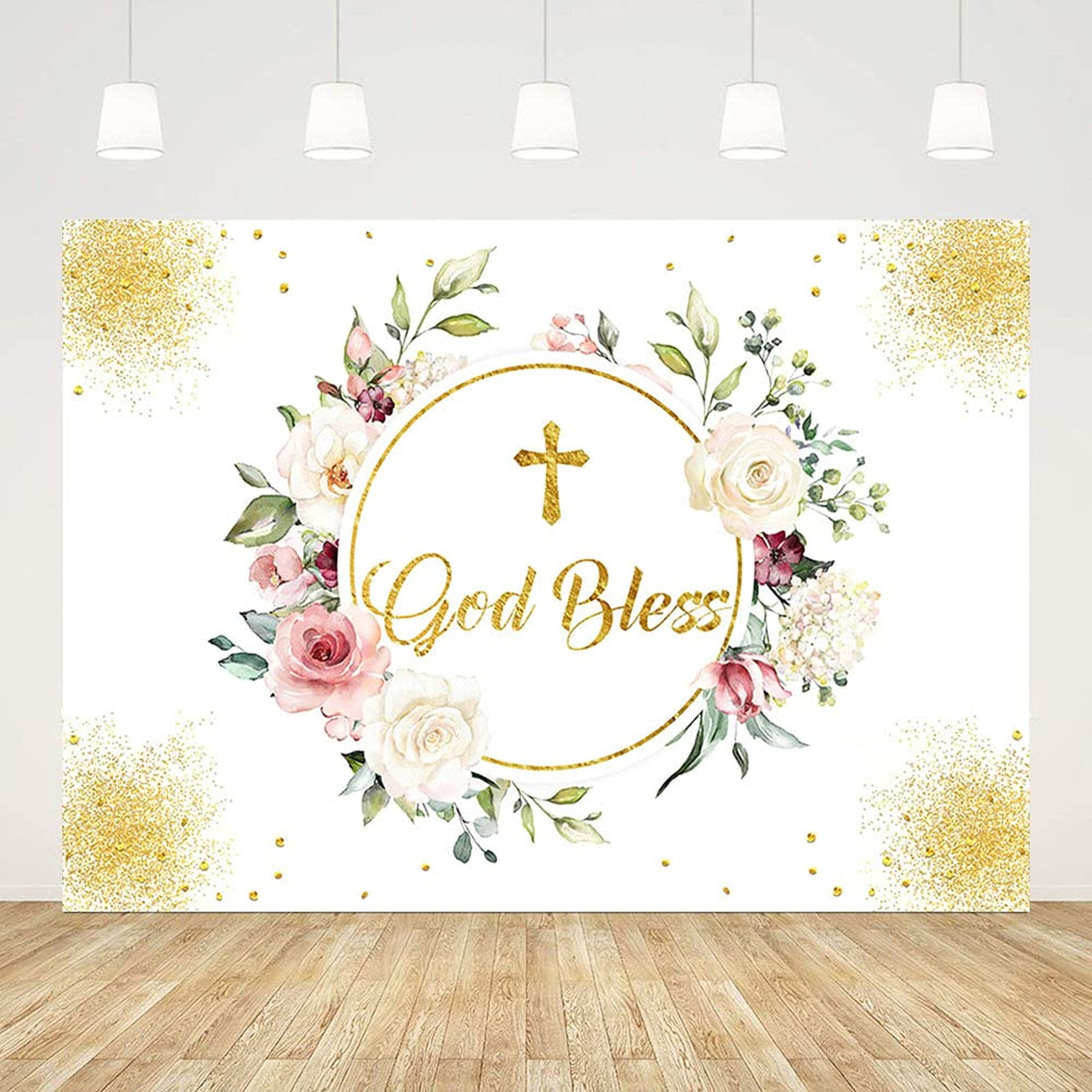 Divine Blessings Floral Backdrop for First Communion and Baptism ...
