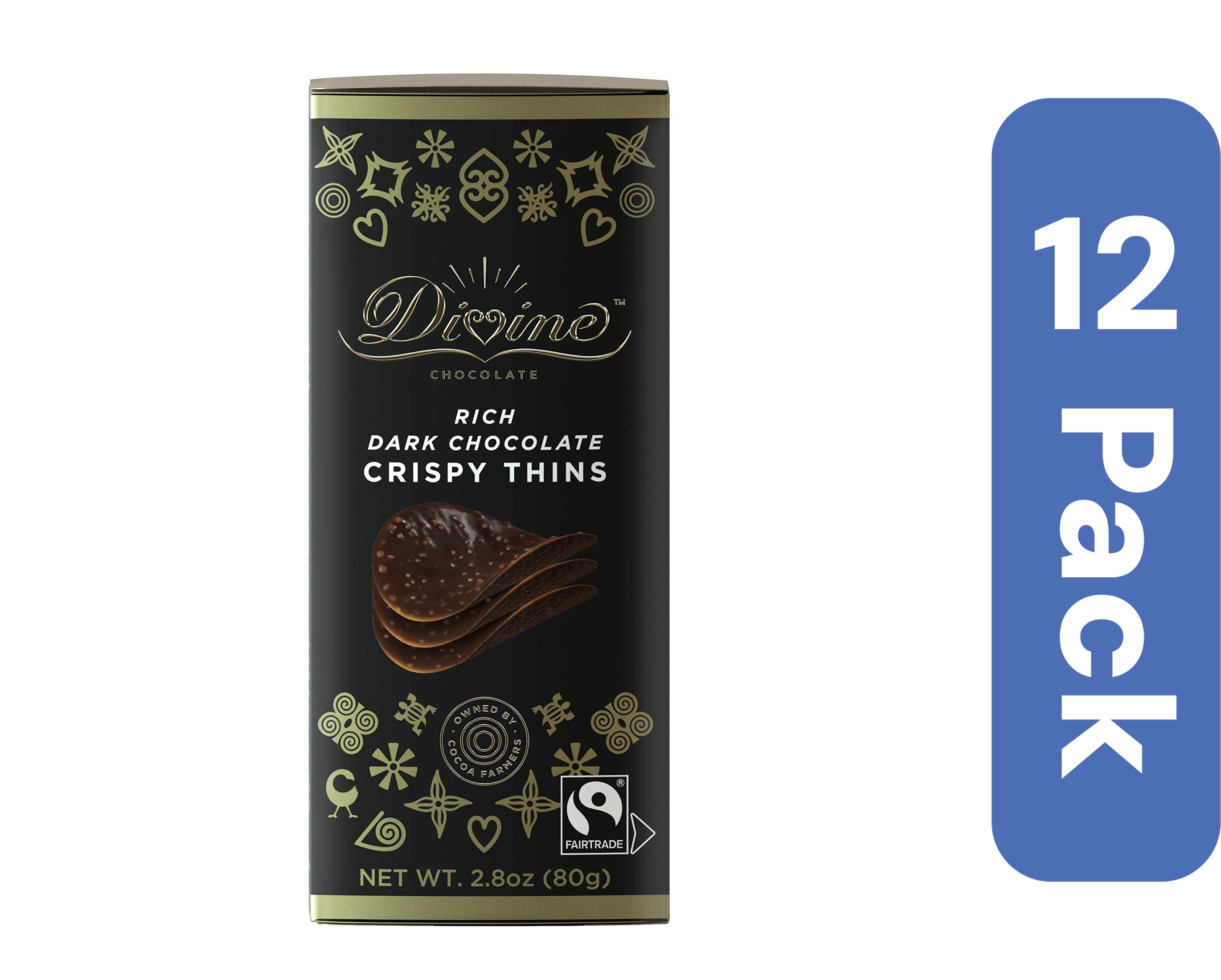 Divine Chocolate Chocolate Thin Dark 2.8 oz (Pack Of 12) - Walmart.com