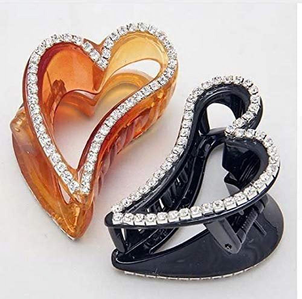 Divine Collection Rhinestone Hair Claw Clips (Set of 2: Black and Brown ...