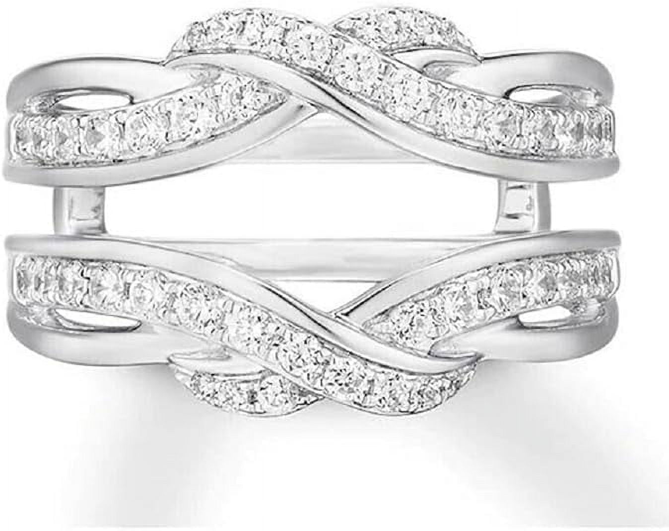 Divine Creation 1.10 Ct Round Cut White Diamond Wrap Guard Enhancer Wedding Engagement Ring 14K ...