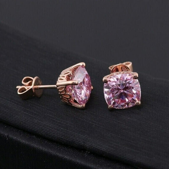 Divine Creation 1.50 Ct Cushion Cut Pink Sapphire Womens Push Back Stud ...
