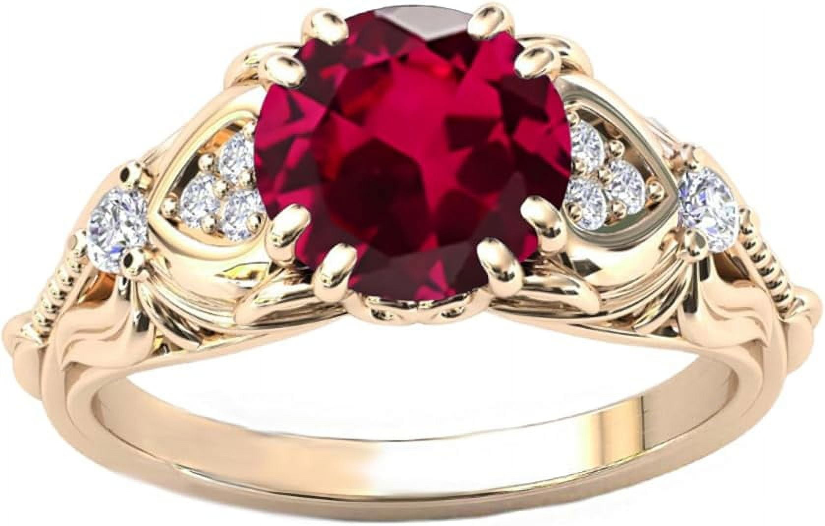 Divine Creation 1.50 Ct Round Cut Red Ruby Wedding Engagement Halo Ring 14K Rose Gold Plated 925 ...